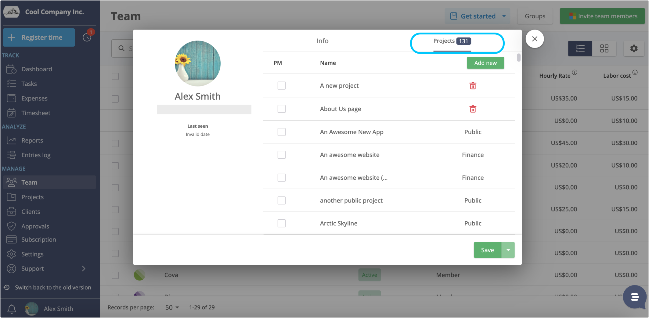 Managing your team and inviting new users